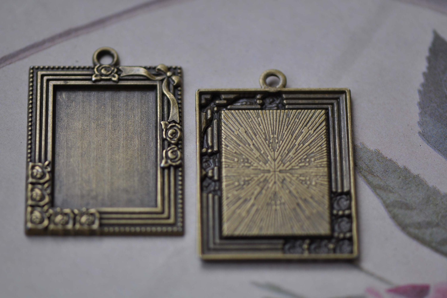 Rectangle Base Settings Antique Bronze Rose Flower Photo Frame | Etsy