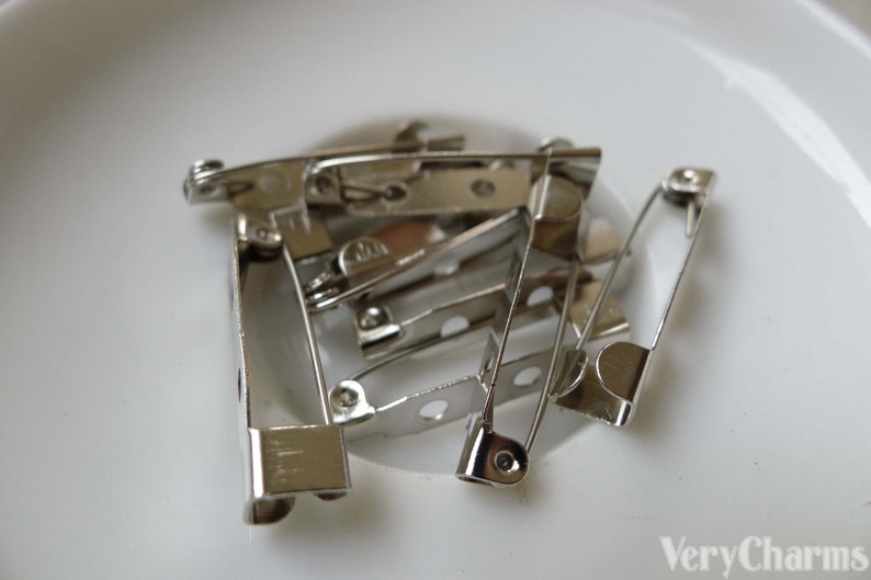 50 Pcs of Silvery Gray White Gold Tone Brooch Back Bar Pins - Etsy