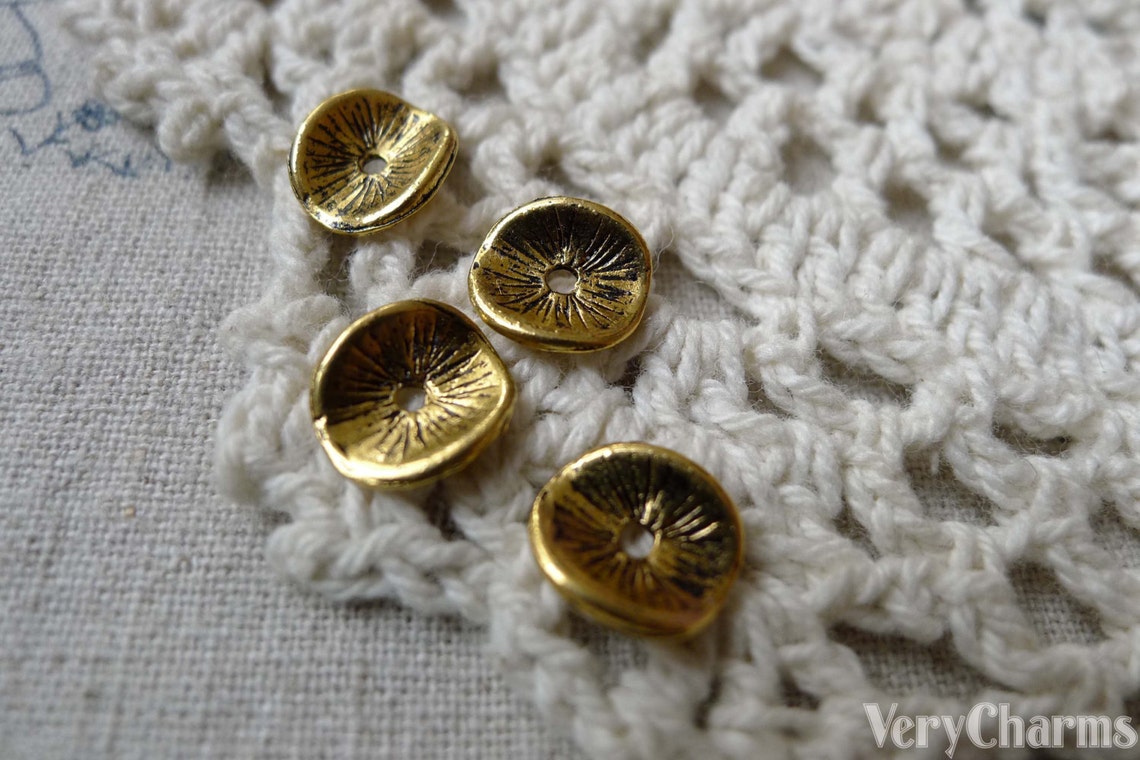 50 Pcs Antique Gold Curved Round Potato Chip Spacer Disc Beads - Etsy