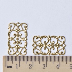 30 Pcs Raw Brass Filigree Rectangle Floral Stamping Embellishments ...