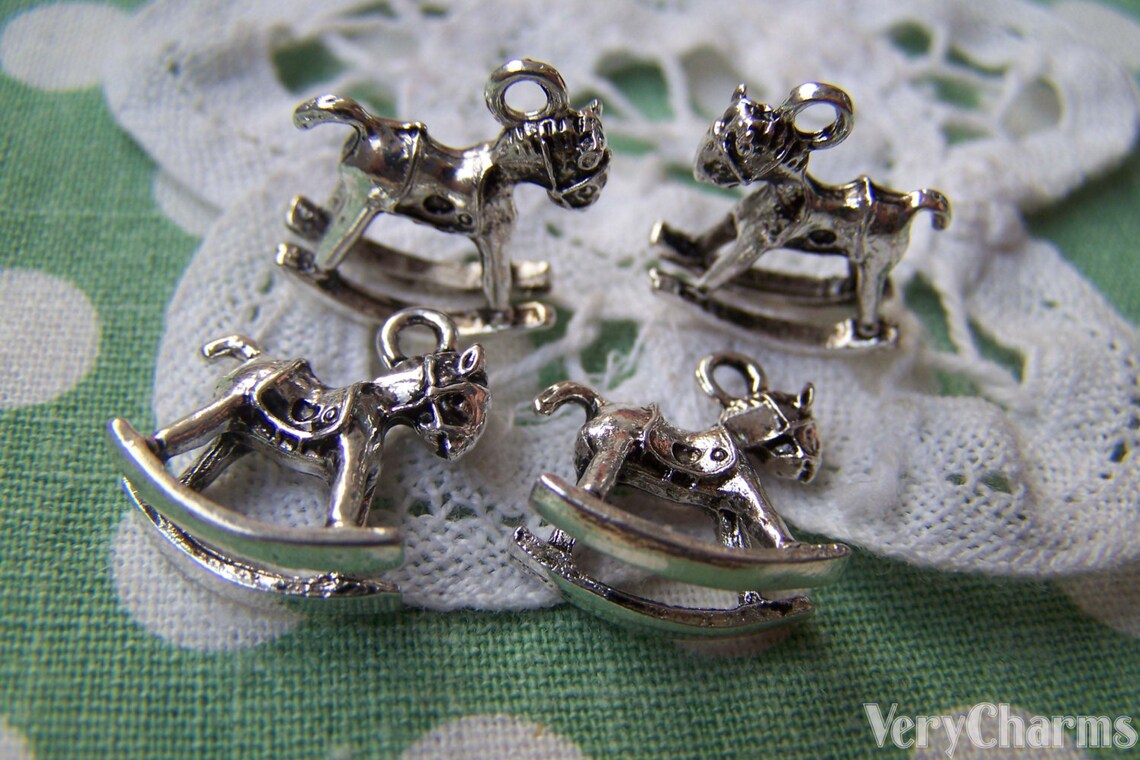 SALE Antique Silver Small Rocking Horse Charms 16x17mm Set of | Etsy