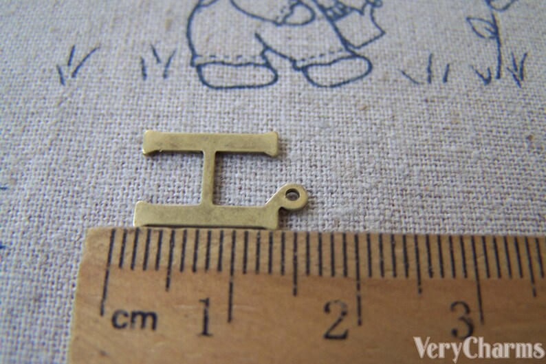 10 Pcs of Antique Bronze Brass Alphabet Letter H Charms 10x15mm A2413 ...