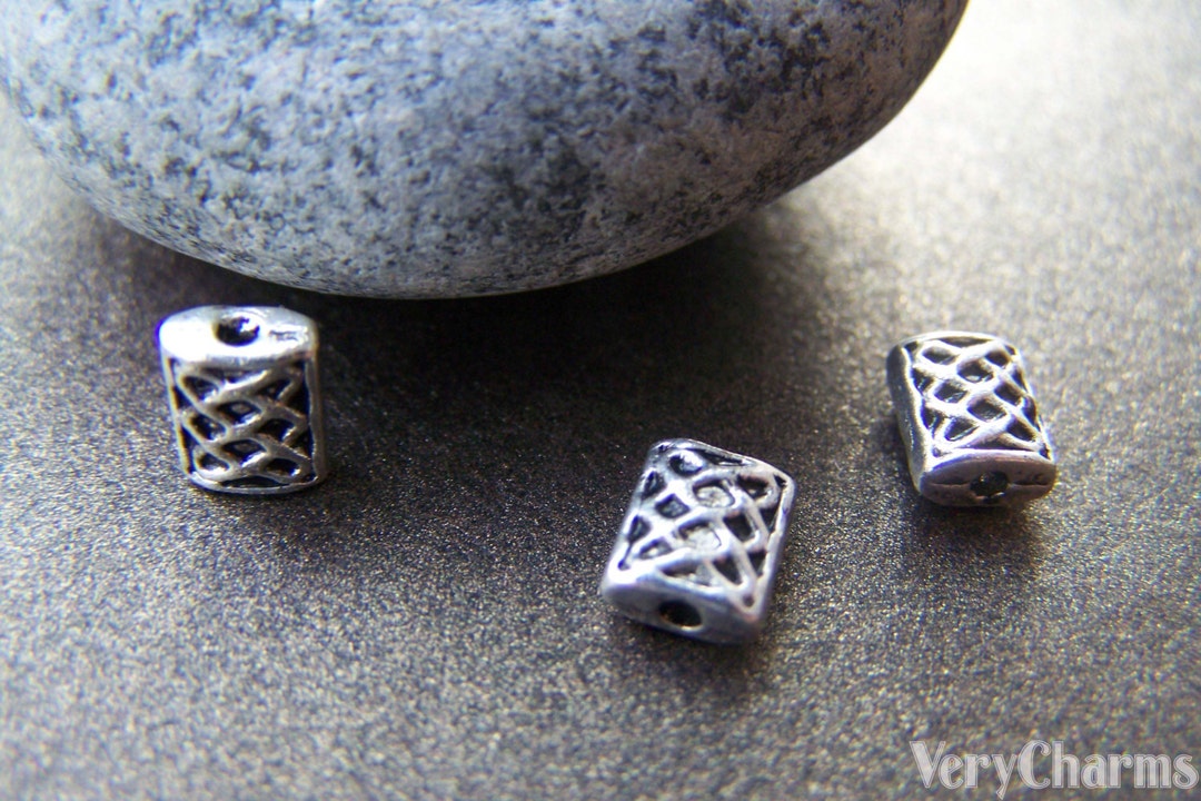 Rectangle Beads Antique Silver Rondelle Spacer Beads Charms 5x7mm Set ...