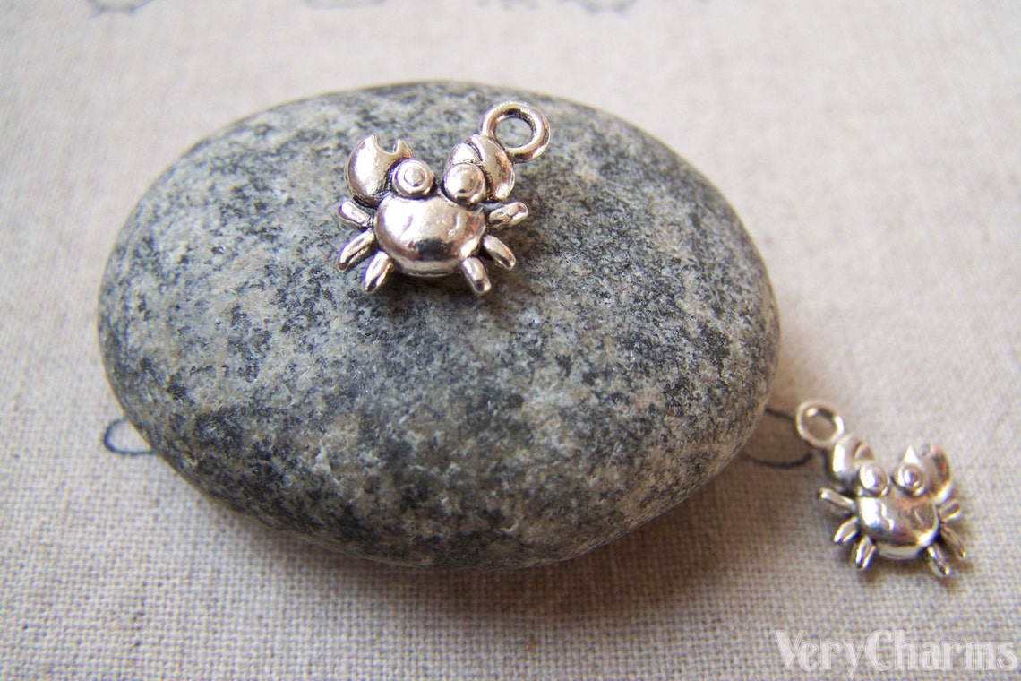 20 Pcs of Antique Silver Crab Charms 10mm Double Sided A5712 - Etsy