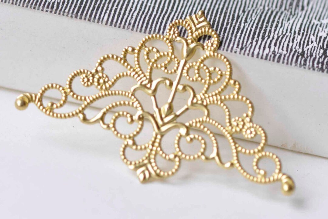 10 Pcs Raw Brass Large Filigree Triangle Stamping Embellishments ...