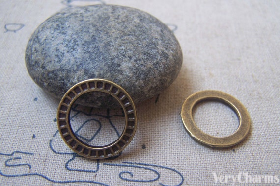 Antique Bronze Textured Circle Rings 19mm Set of 20 A4817 - Etsy