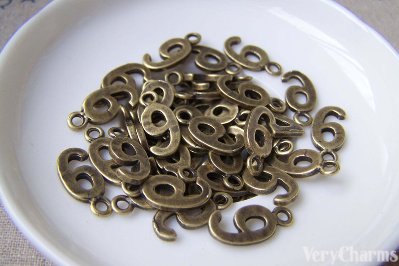 Number 9 Arabic Figure Nine Charms Antique Bronze Pendants Set | Etsy