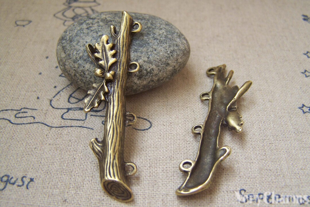 10 Pcs of Antique Bronze Huge Tree Trunk Charms Pendants With Four ...