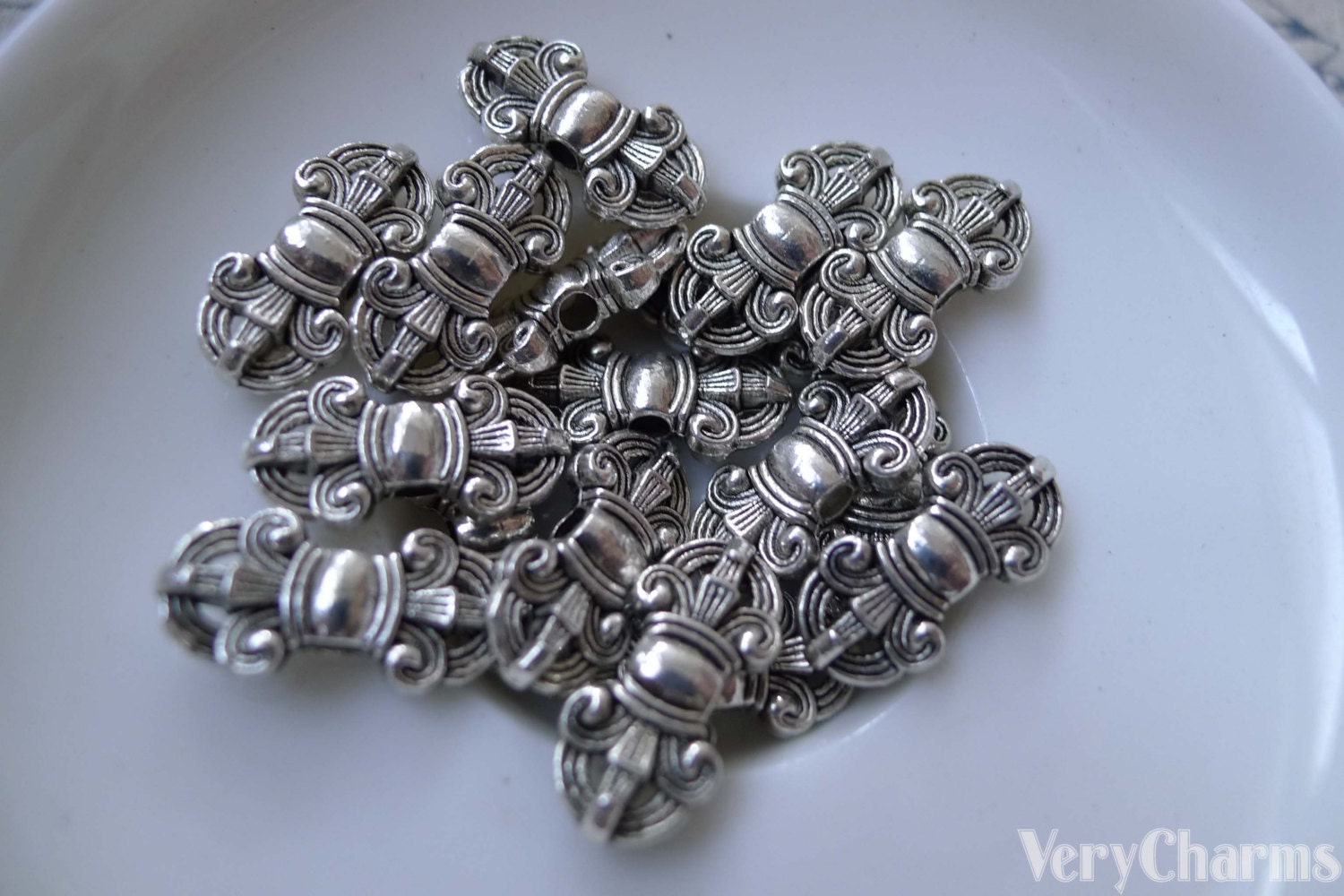 10 Pcs of Antique Silver Pewter Vajra/dorje Cross Buddhism Charms ...