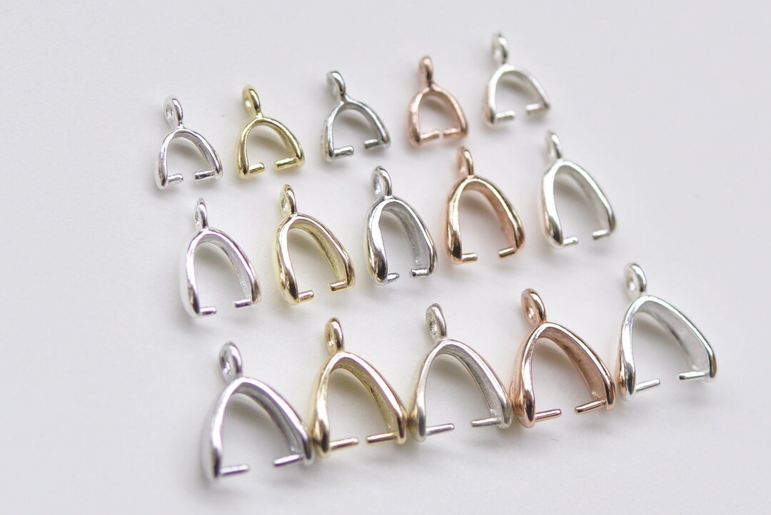 2 Pcs 925 Solid Sterling Silver Pinch Bail Pendant With Loop Silver ...