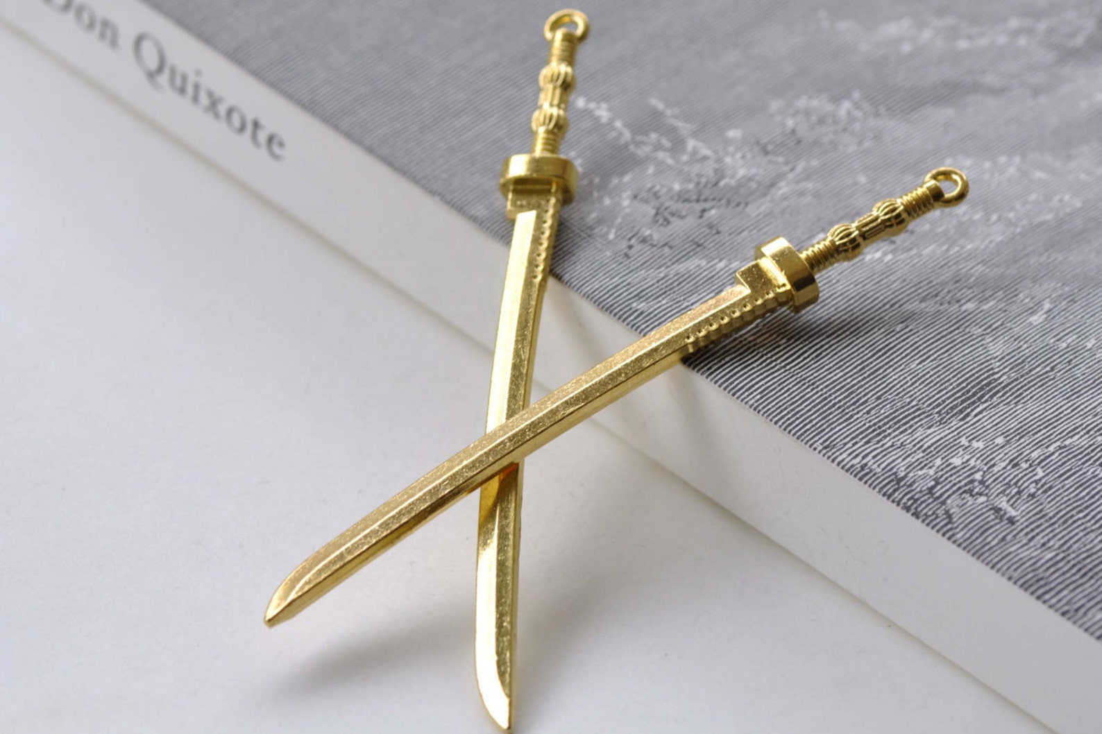 Gold Japanese Blade Katana Sword Charms 10x108mm Set of 5 A7964 - Etsy