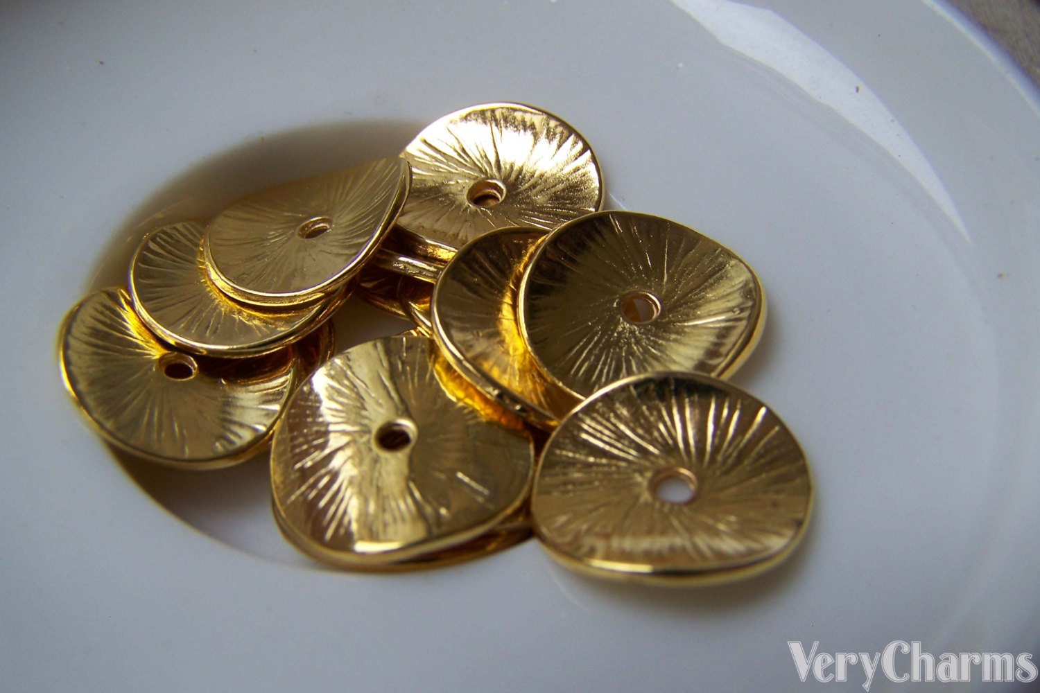 Gold Curved Round Potato Chip Spacer Disc Beads Jewelry Making - Etsy