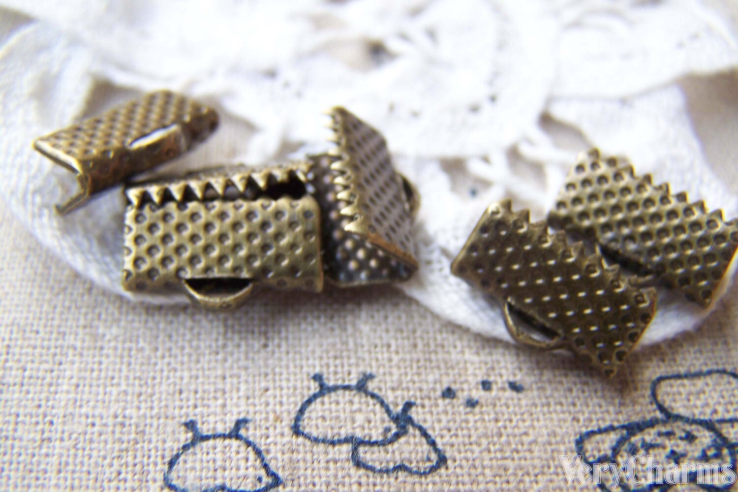 50 Pcs of Antique Bronze Brass Ribbon Ends Clamps Fasteners - Etsy