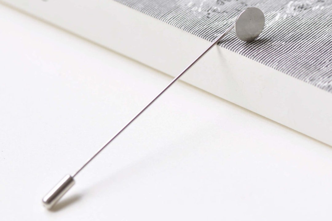 3.7 Inch Long Platinum Stick Lapel Pin Clutch 93mm With 10mm Pad Set of ...