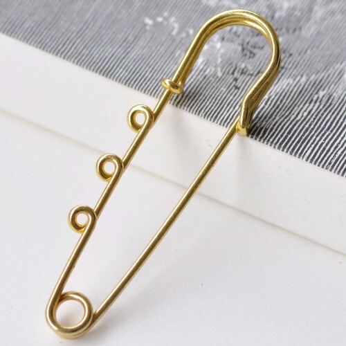 Gold Kilt Pins Three Loops Safety Pins Brooch 16x64mm Set of - Etsy