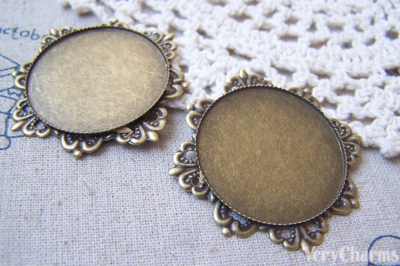 Antique Bronze Filigree Flower Sawtooth Bases Match 30mm - Etsy
