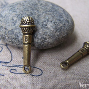 Microphone Charms Antique Bronze Pendants 7x25mm - Etsy