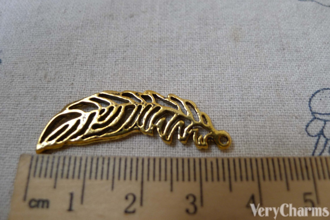 SALE Antique Gold Filigree Feather Wing Charms 12x36mm Set of 10 A7365 ...