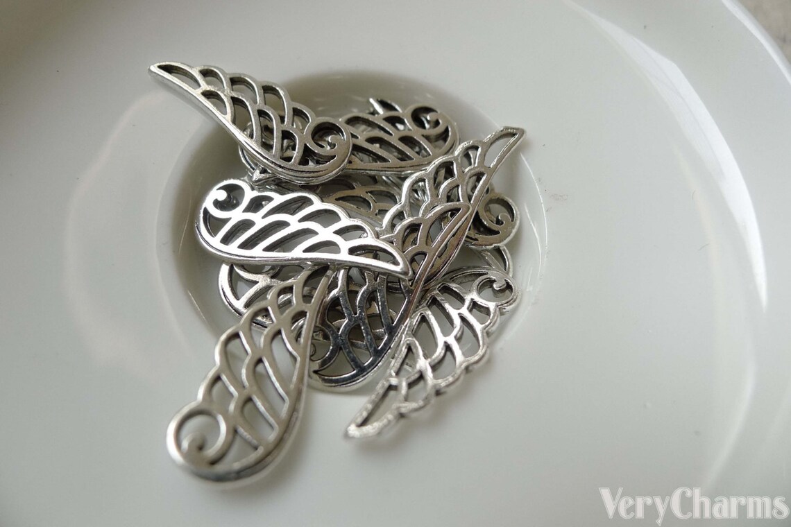 20 pcs of Antique Silver Filigree Wing Charms 9x23mm A6470 | Etsy