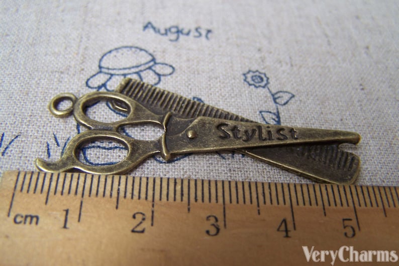 Barber Shop Stylist Scissors and Comb Charms Antique Bronze - Etsy