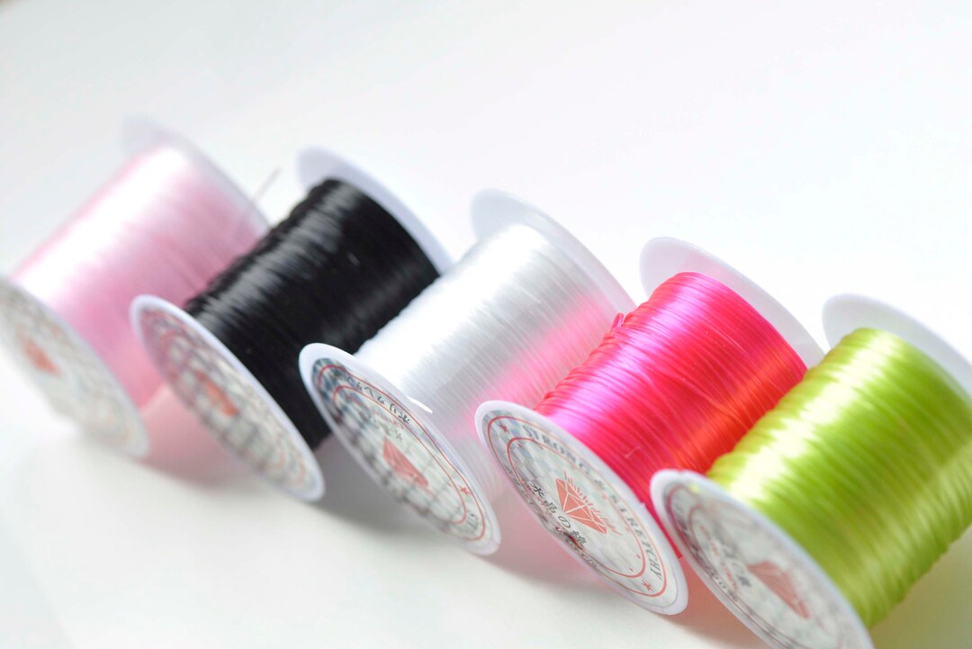 One Spool Strong Stretchy Elastic Cord Beading Thread String Pink White ...