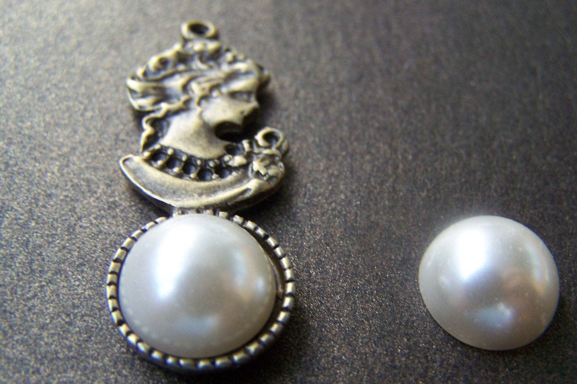 Resin Pearl White Round Flat Back Half Cabochon Wedding Deco ...