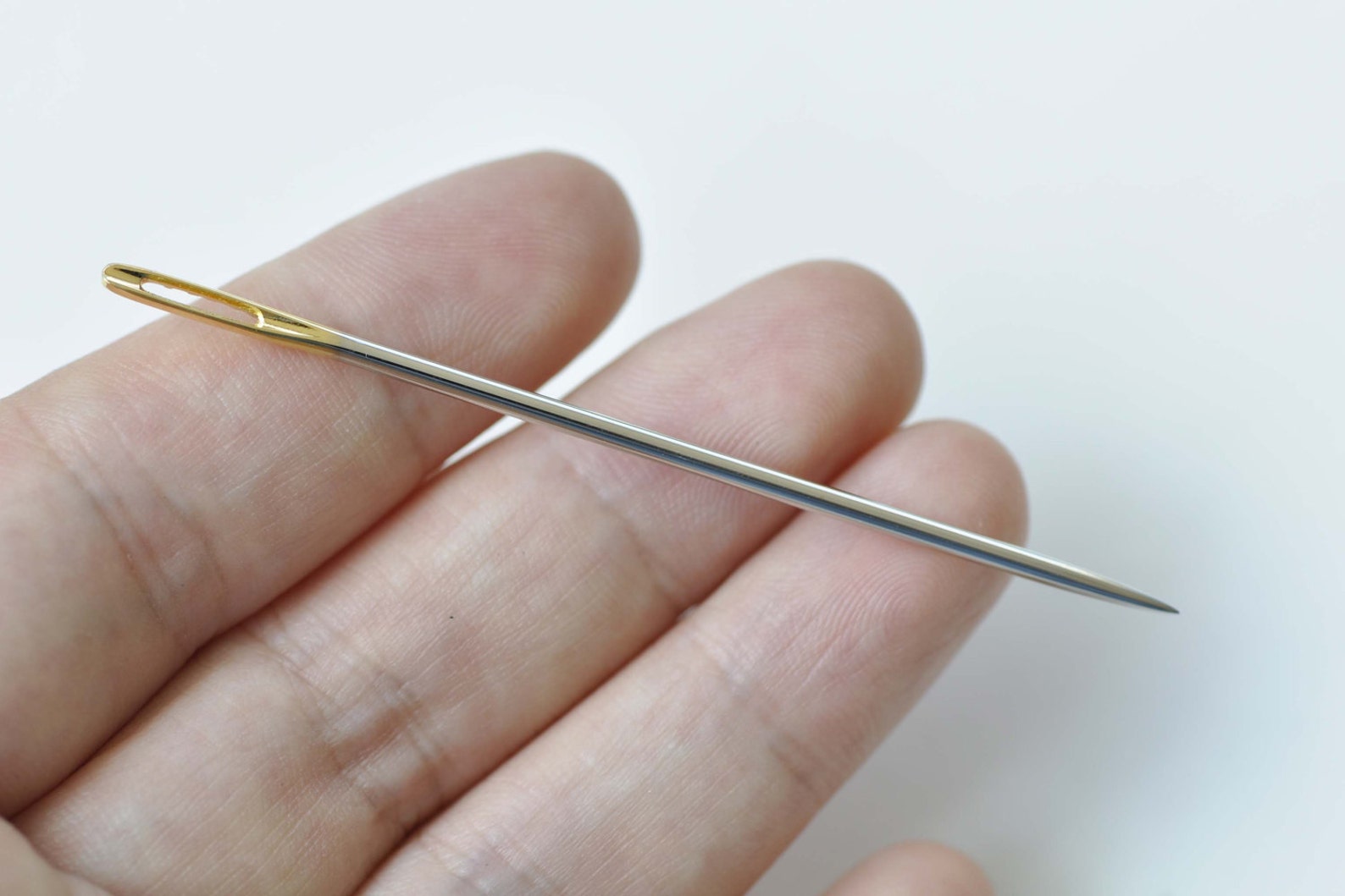 One Set of 6 Pcs Sewing Needles Gold Plated Tail Knitting - Etsy