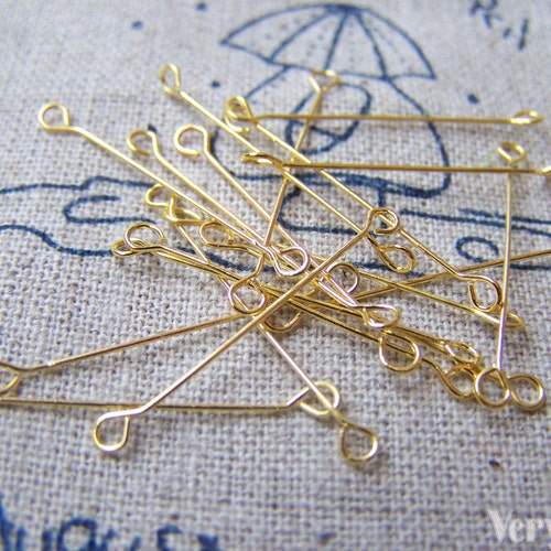 50 Pcs Gold Double Sided Eye Pins Connector 25mm 28gauge A2821 | Etsy