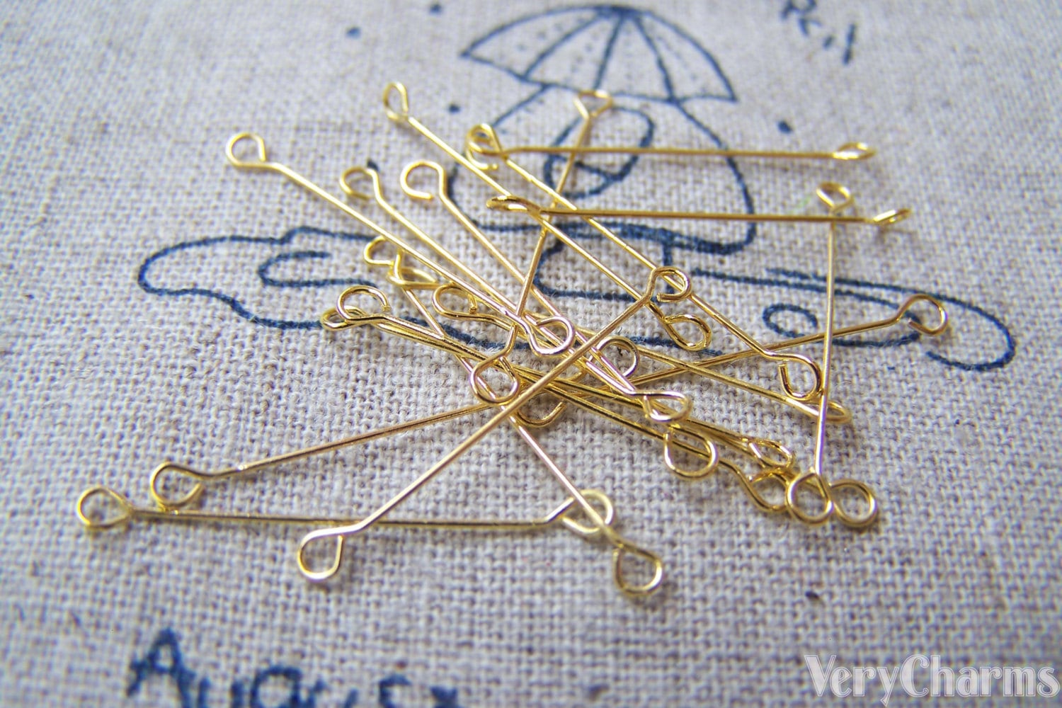 50 Pcs Gold Double Sided Eye Pins Connector 25mm 28gauge A2821 | Etsy