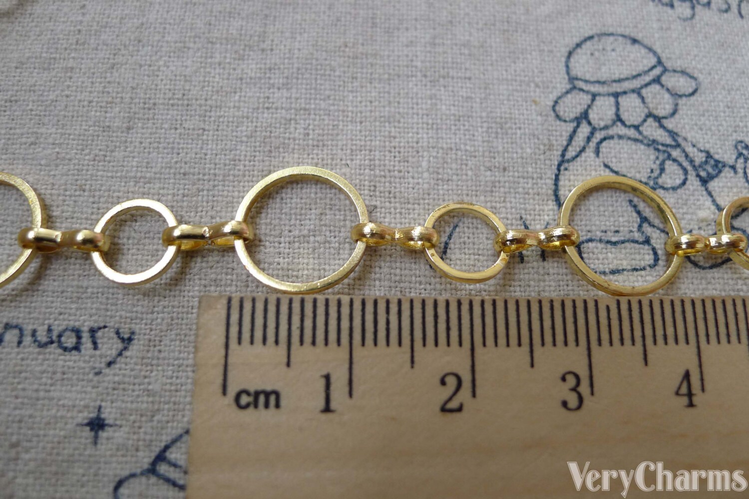 3.3 Ft (1m) Boho Round Circle Loops Chain Necklace Anti Tarnish 16K ...