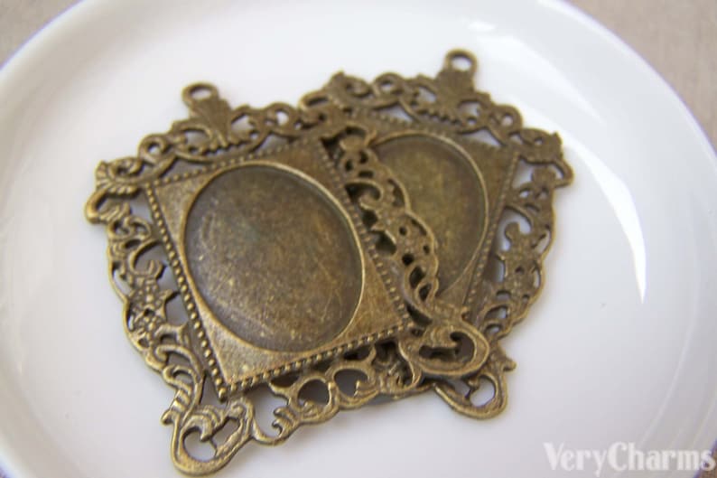 Antique Bronze Filigree Oval Cameo Base Bezel Settings Match - Etsy