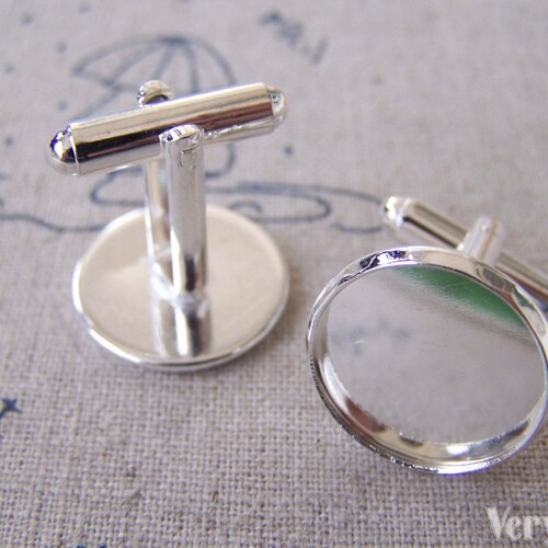 Square Bezel Cufflink Blanks Silver Cuff Links Setting Match | Etsy