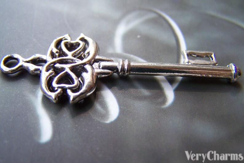 10 pcs of Antique Silver Fancy Skeleton Key Charms 16x45mm | Etsy