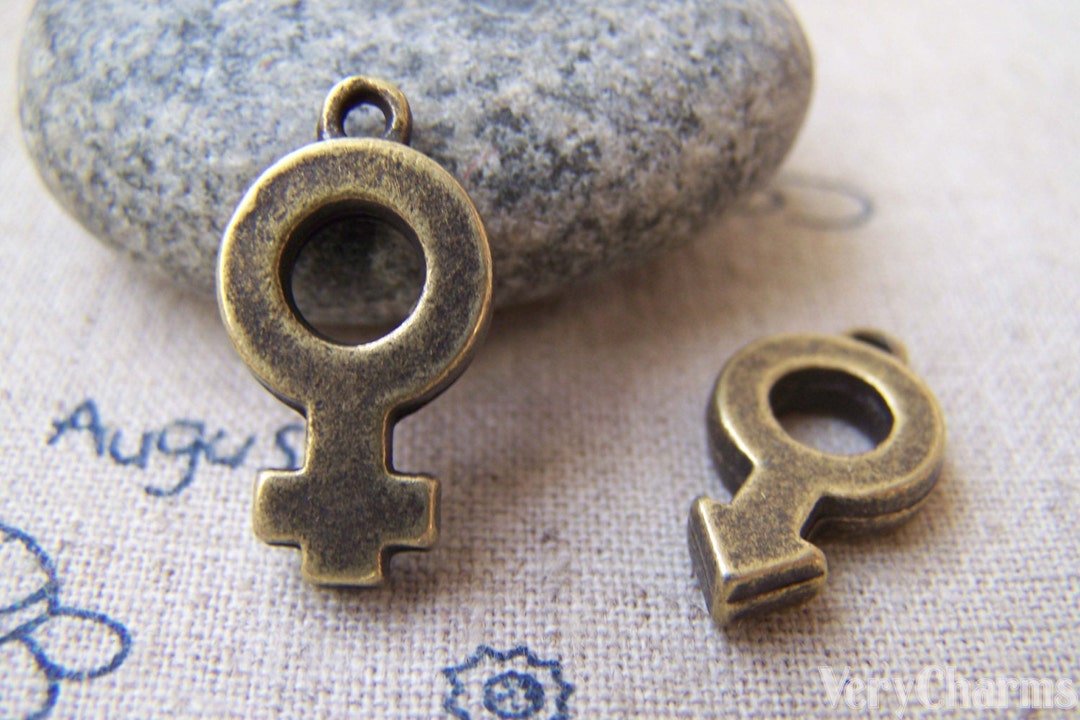 20 Pcs (10 Pairs) of Antique Bronze Male and Female Gender Symbol ...