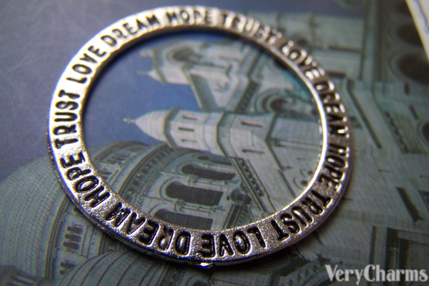 10 Pcs of Antique Silver Textured Round Circle Ring Charms | Etsy