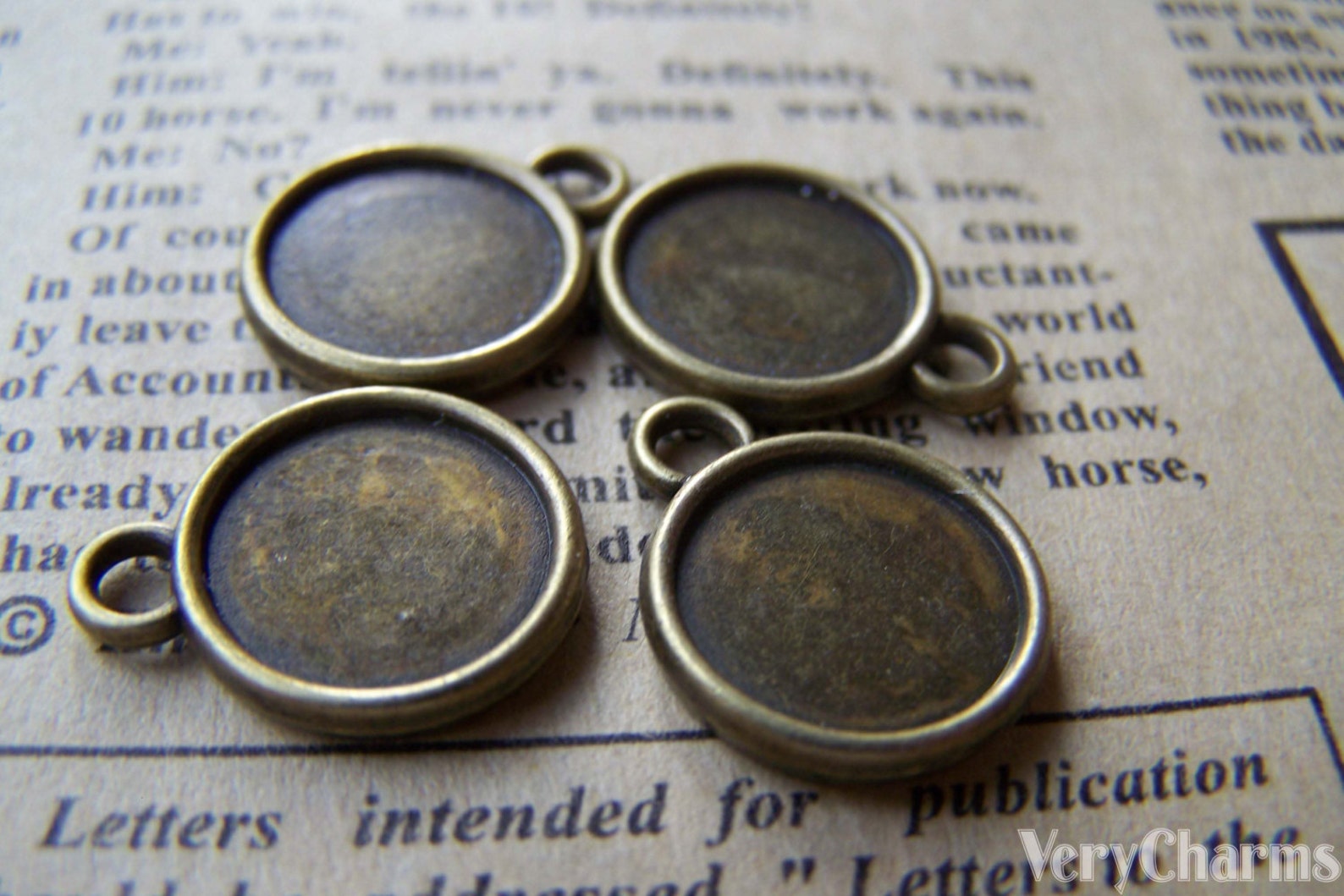 20 Pcs of Antique Bronze Round Base Settings Pendant Double - Etsy