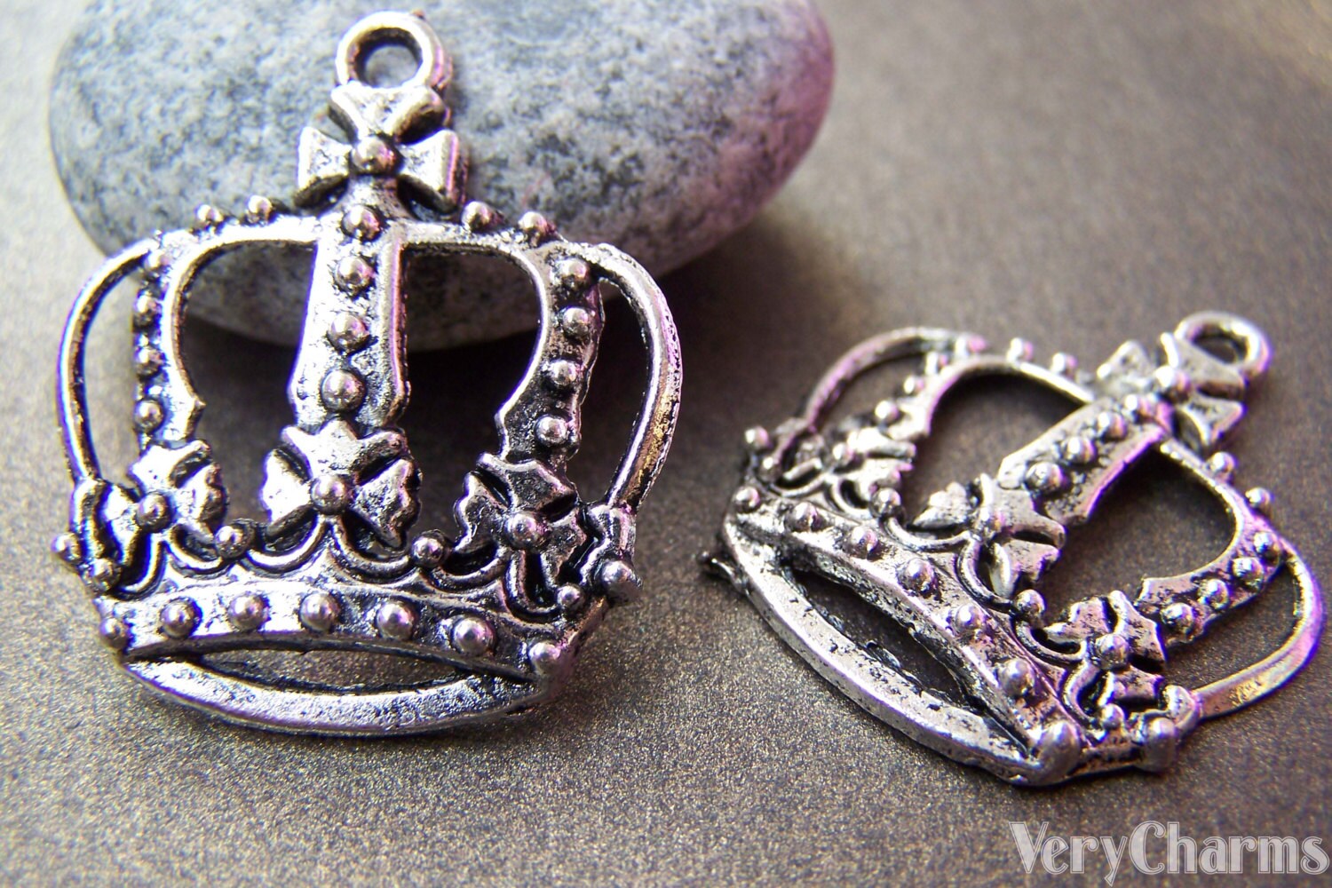 10 Pcs of Antique Silver Filigree Crown Pendants Charms - Etsy