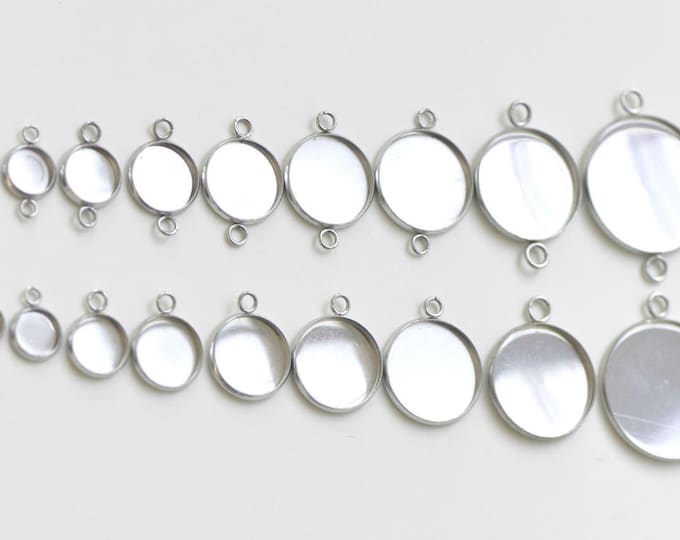 5 Pcs Large Round Pendant Tray Base Setting Match 30mm Cabochon A9045 ...