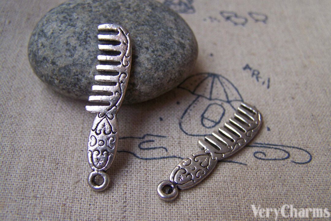 20 Pcs of Antique Silver Vintage Flower Comb Charms 8x36mm A893 - Etsy