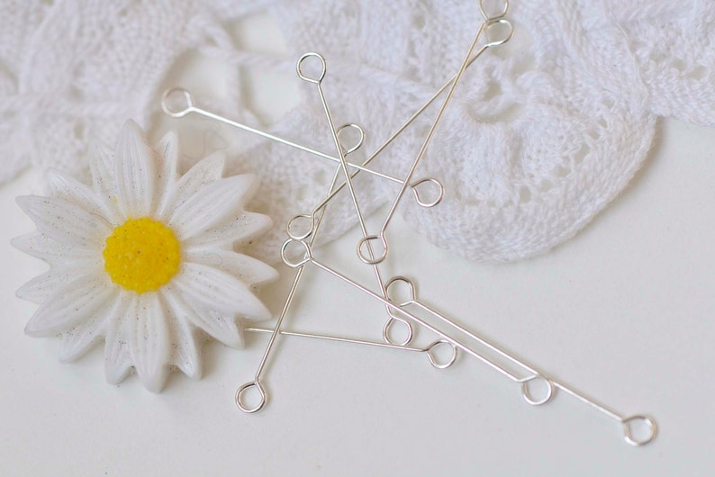 50 Pcs Shiny Silver Double Sided Eye Pins 25mm 28gauge A4406 Etsy