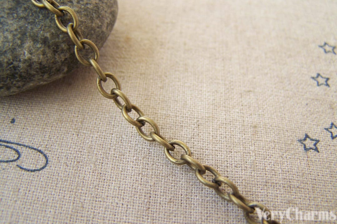 16ft (5m) of Antique Bronze Thick Steel Cable Chain Link 3.7x5mm A5280 ...