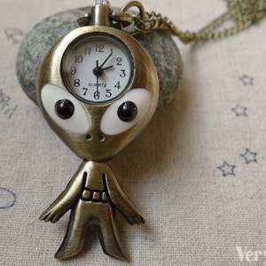 1 PC Antique Bronze Alien Pocket Watch 55mm A6193 - Etsy