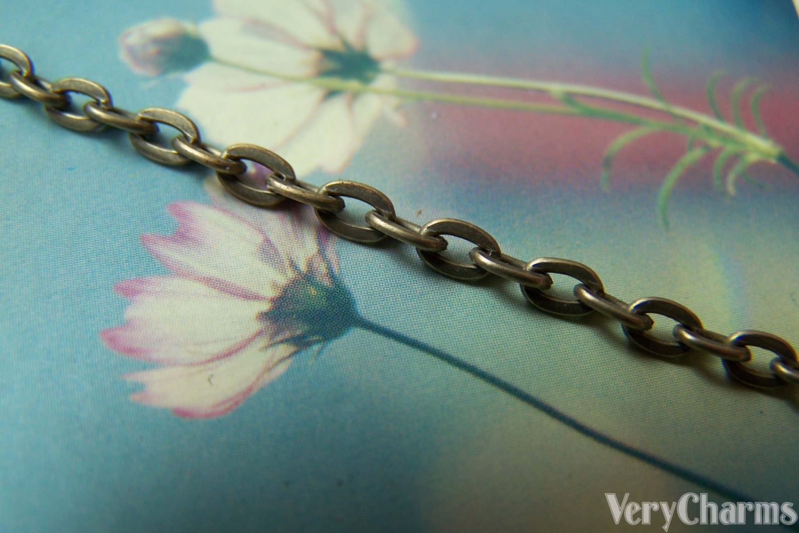 32ft 10m Antique Bronze Steel Flat Cable Chain Link 3x4mm - Etsy