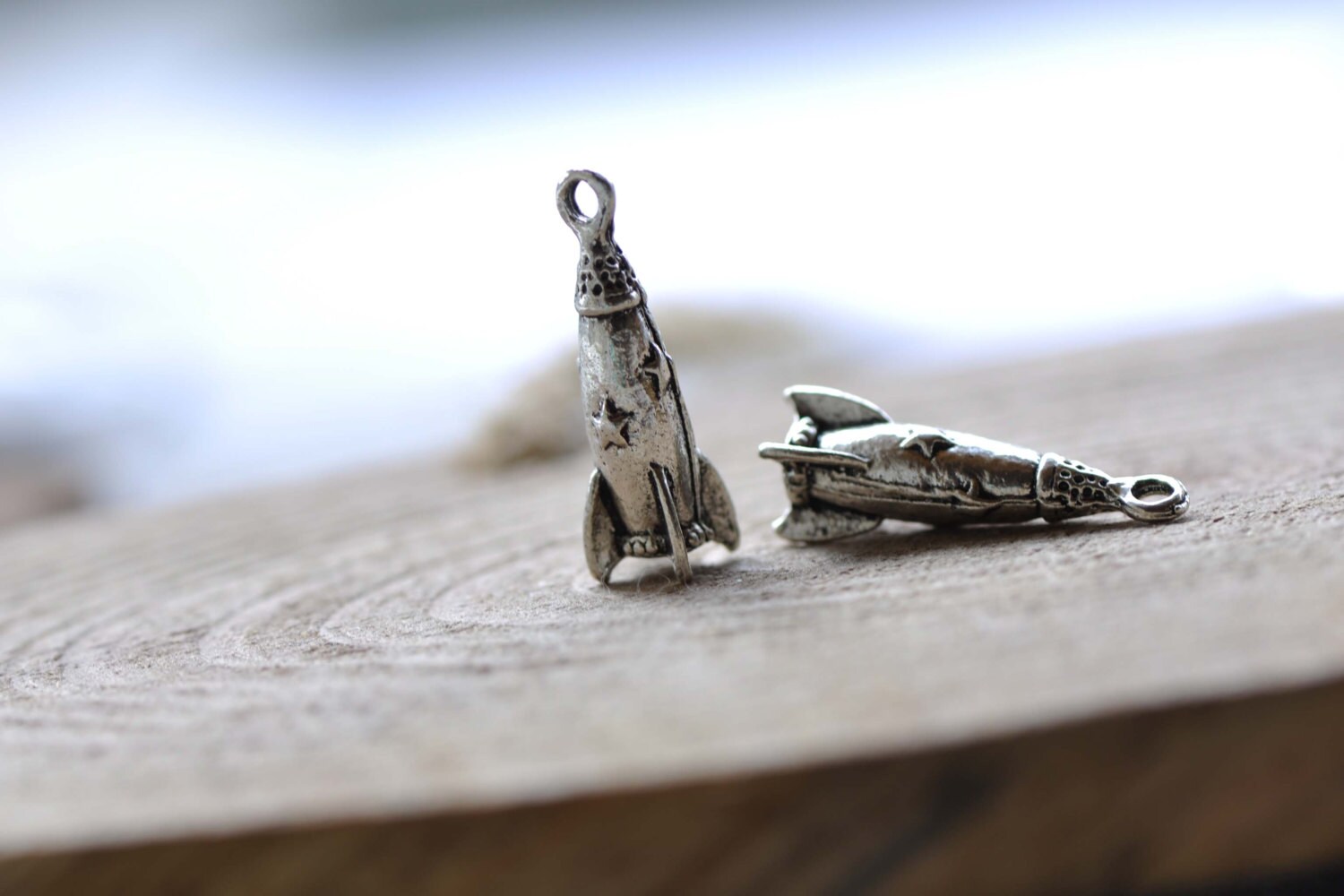 Rocket Ship Charms Antique Silver 3D Star Missile Pendant - Etsy
