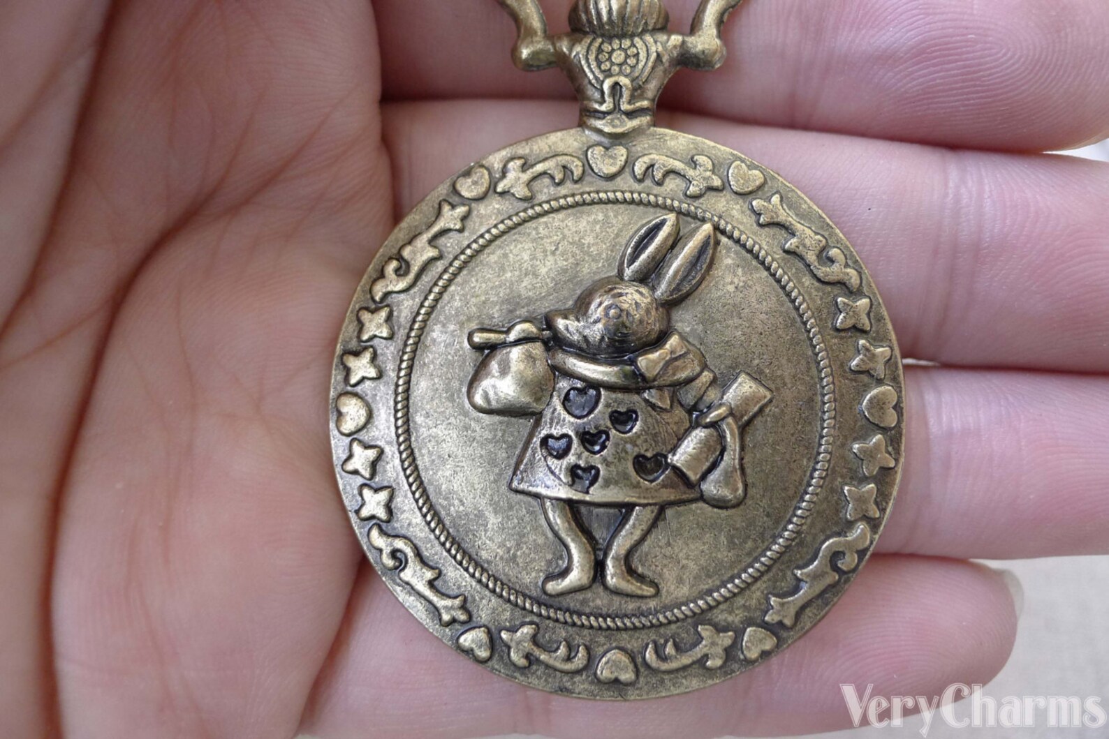 1 Pc of Antique Bronze Rabbit Back Pocket Watch Round Base - Etsy