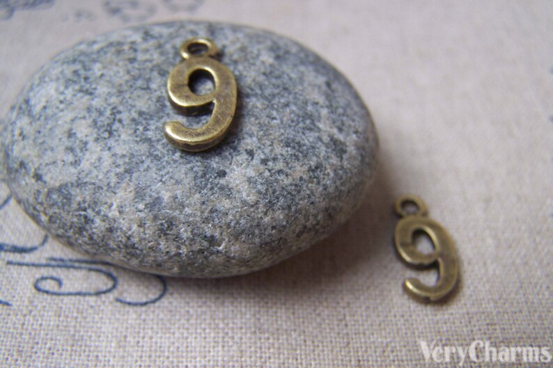 Number 9 Arabic Figure Nine Charms Antique Bronze Pendants Set | Etsy