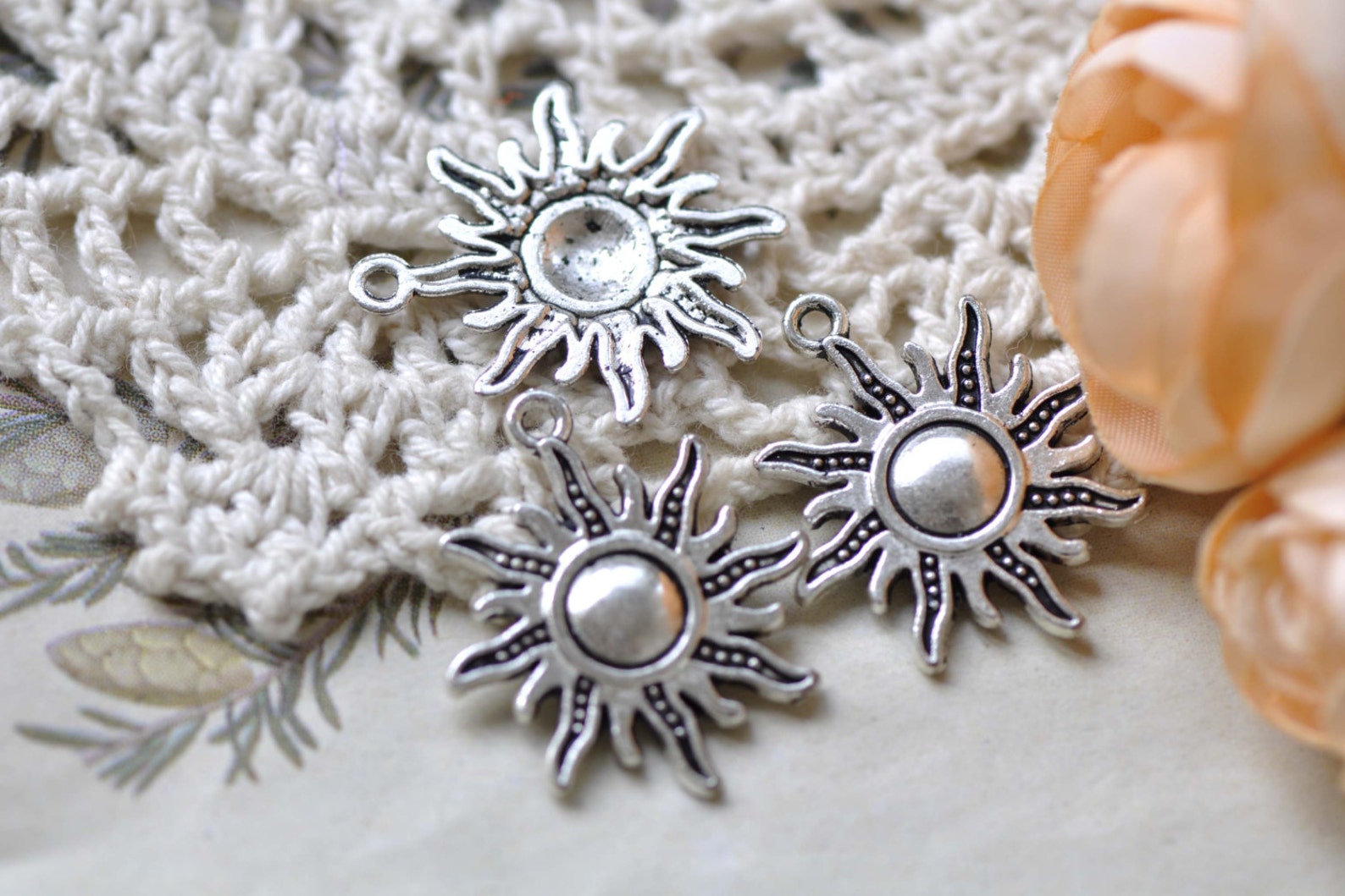 Antique Silver Sun Flame Fire Charms 25x28mm Set of 20 A8031 - Etsy