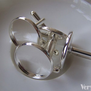 Silver Bezel Cuff Links Cufflinks Cup Match 20mm Cabochon Set of 10 (5 ...