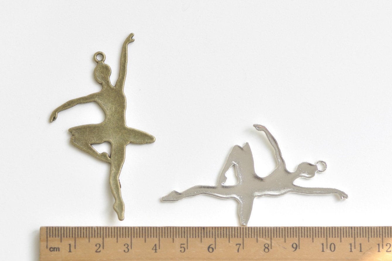 Antique Bronze/silver Ballet Dancer Pendants Girl Blank Charms - Etsy