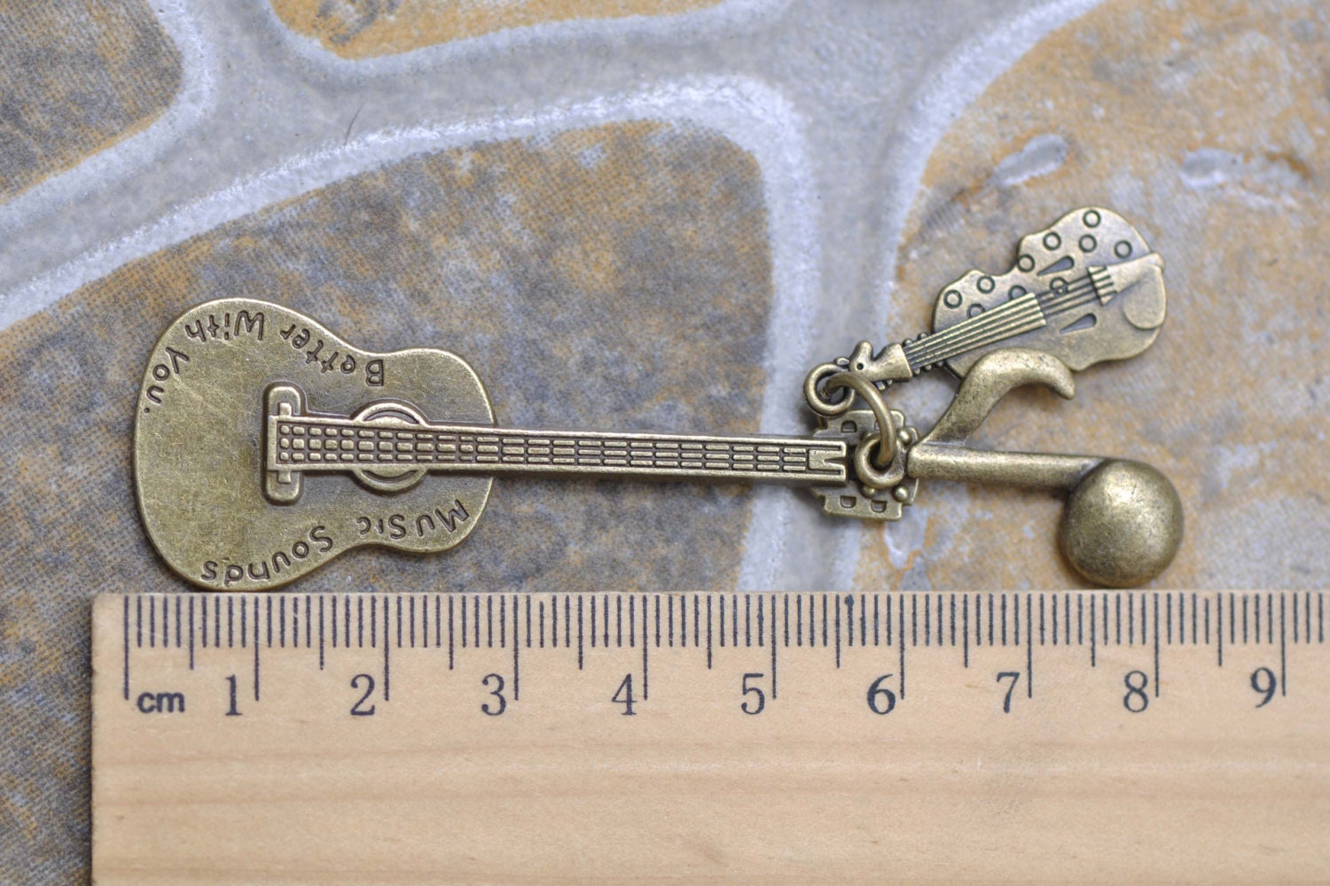 Antique Bronze Music Note Instrument Guitar Charms Pendants - Etsy